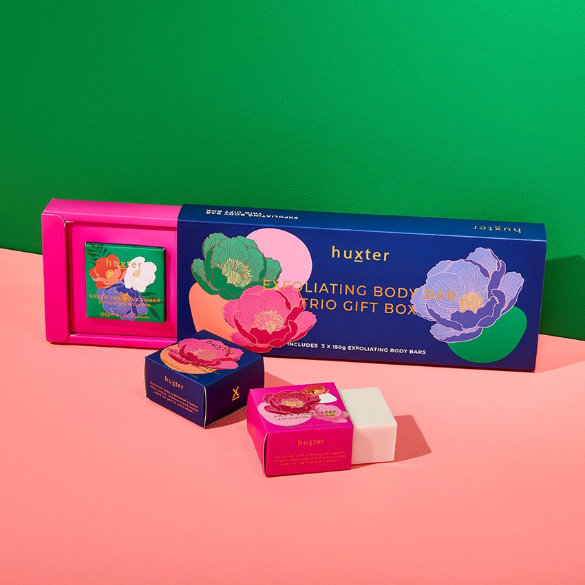Exfoliating Body Bar Trio | 3 x 150gm | Cobalt Blue | Huxter
